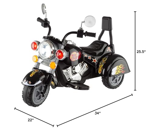 Kids Motorcycle Ride On Toy – 3-Wheel Chopper with Reverse and Headlights - Battery Powered Motorbike for Kids 3 and Up by Lil’ Rider (Black)