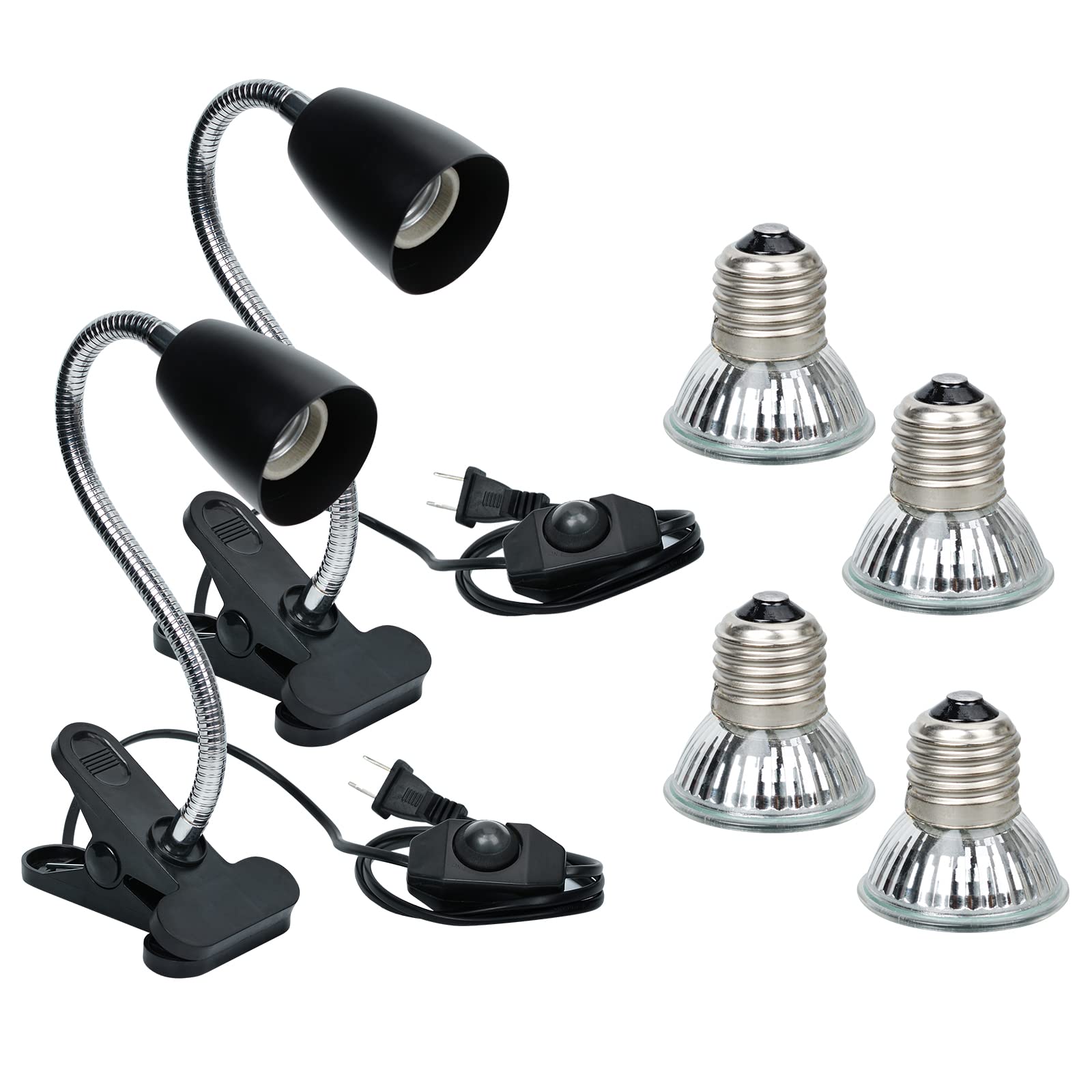 BOEESPAT Reptile Heat Lamp (1 Clip with 4 Bulbs)