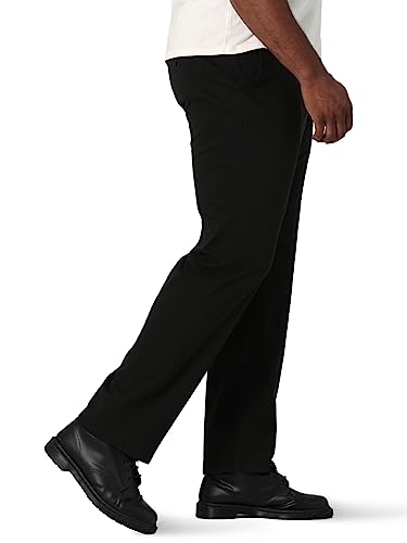 Lee Men's Big & Tall Extreme Motion Flat Front Regular Straight Pant Black 50W x 30L