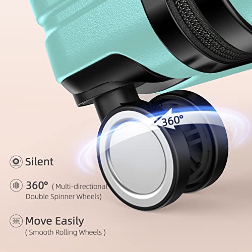 BEOW Luggage Sets Expandable Lightweight Suitcases with Wheels PC+ABS Durable Travel Luggage TSA Lock Mint Green 3pcs