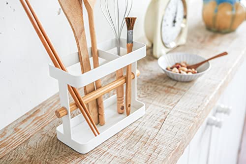Yamazaki Home Wide Tool Stand-Kitchen Utensil Holder, Cooking Storage Organizer, One Size, White