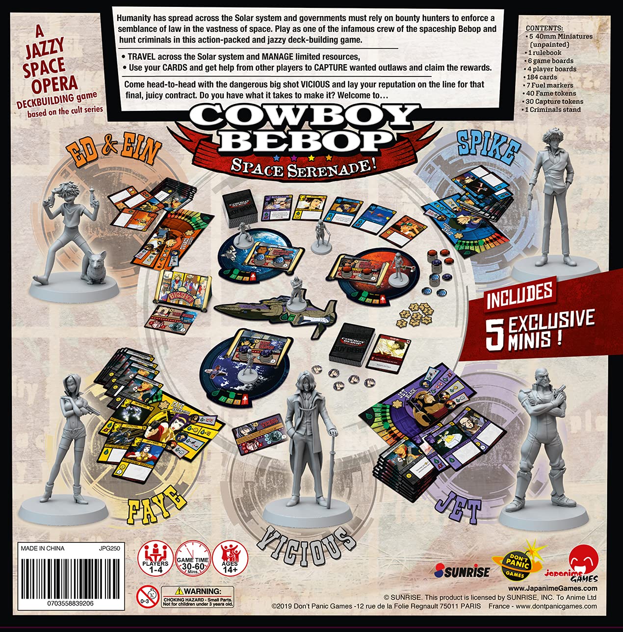 Japanime Games Cowboy Bebop: Space Serenade | from The Creator of Harmonies | Cooperate to Take Down Vicious | 1-4 Players | Ages 14+ | 30-90 Min Play Time