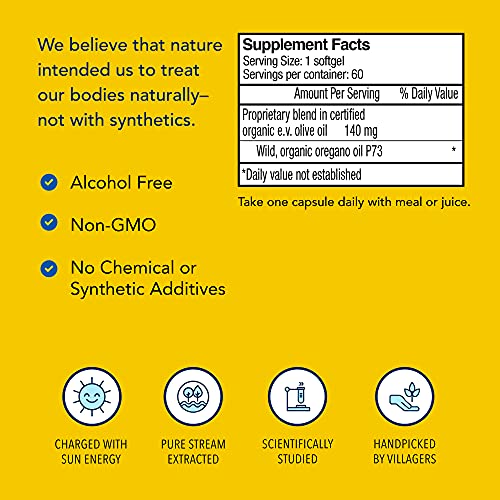NORTH AMERICAN HERB & SPICE Super Strength Oreganol P73-60 Softgels - Immune System Support - Vegan Friendly Wild Oregano - 285% More Potent Than Regular Strength - Non-GMO - 60 Servings