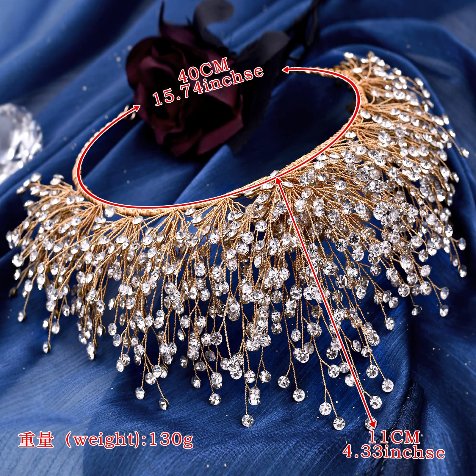 Bridal Wedding Headband Crystal Tiara Crown,Queen Tiaras and Crowns,Wedding Bride Crowns For Birthday Party Wedding Pageant Hair Accessories (Golden/Single crown)
