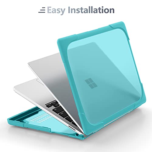 Batianda Heavy Duty 15 inch Microsoft Surface Laptop 5 4/3 Case with Metal Palm Rest with Fold Kickstand and Keyboard Cover - Shockproof Protective Cover for Enhanced Durability and Comfortable,Blue