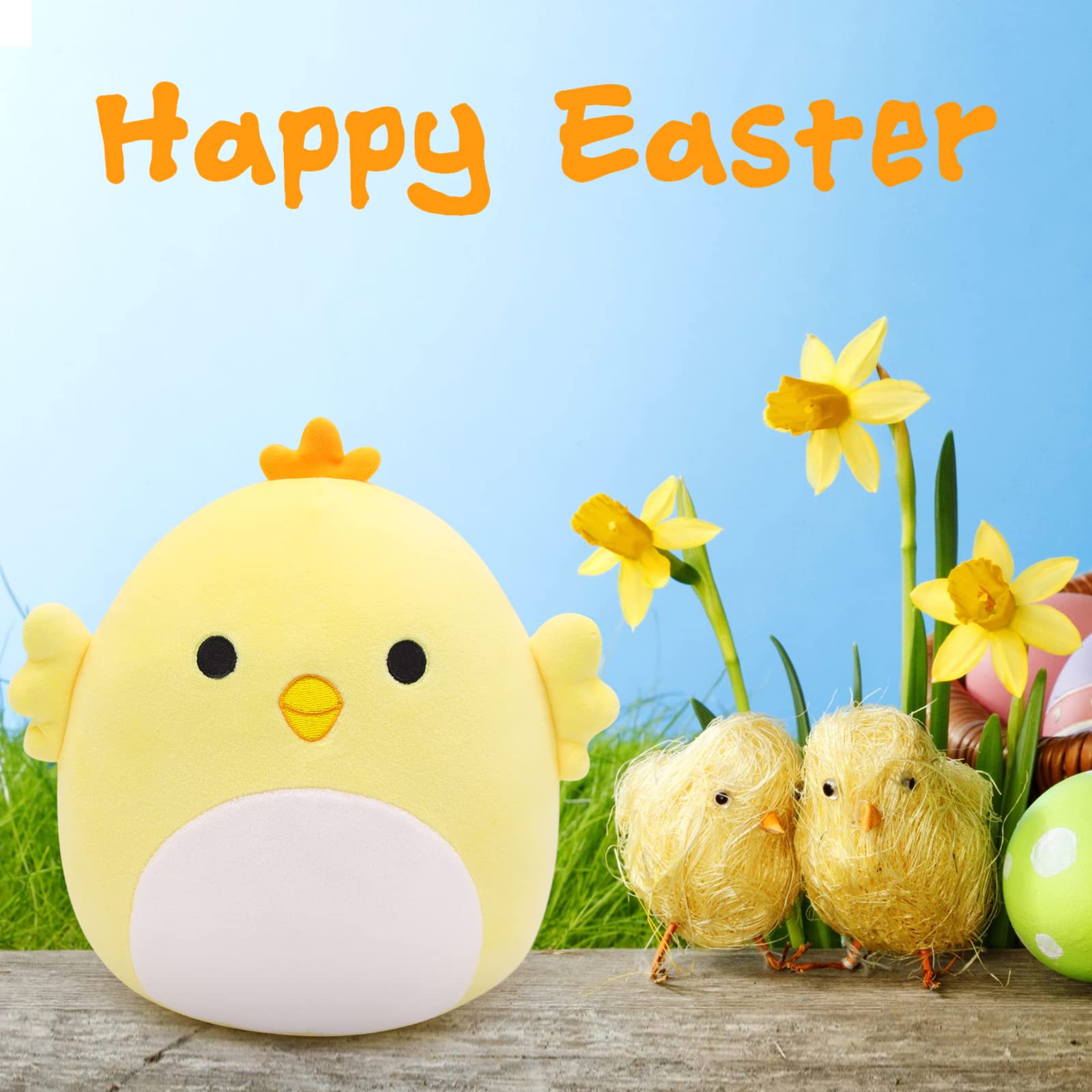 Chick Stuffed Animals, Kawaii Chick Plush Toy, Soft Easter Chick Doll Pillow Easter Plush Gift for Kids
