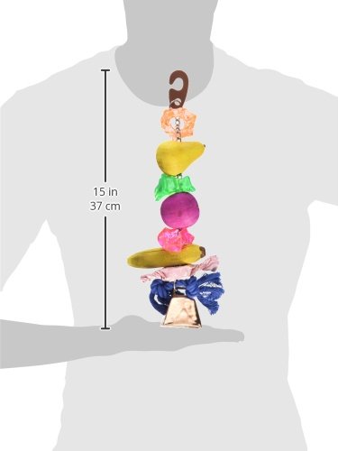 Penn-Plax Bird-Life Fruit Kabob Bird Toy with Bell – Various Textures, Materials, and Colors – Great for Parrots and Large Birds – Extra Large