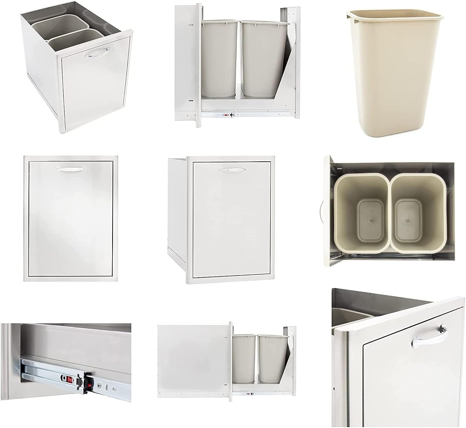 BLAZE BBQ Outdoor Gas Grill Package of 40β LTE Built-in Gas Grill, LTE Built-In Double Side Burner, 32β Door & Two Drawers Combo, Double Trash Drawer, 20β Compact Refrigerator, and Accessories