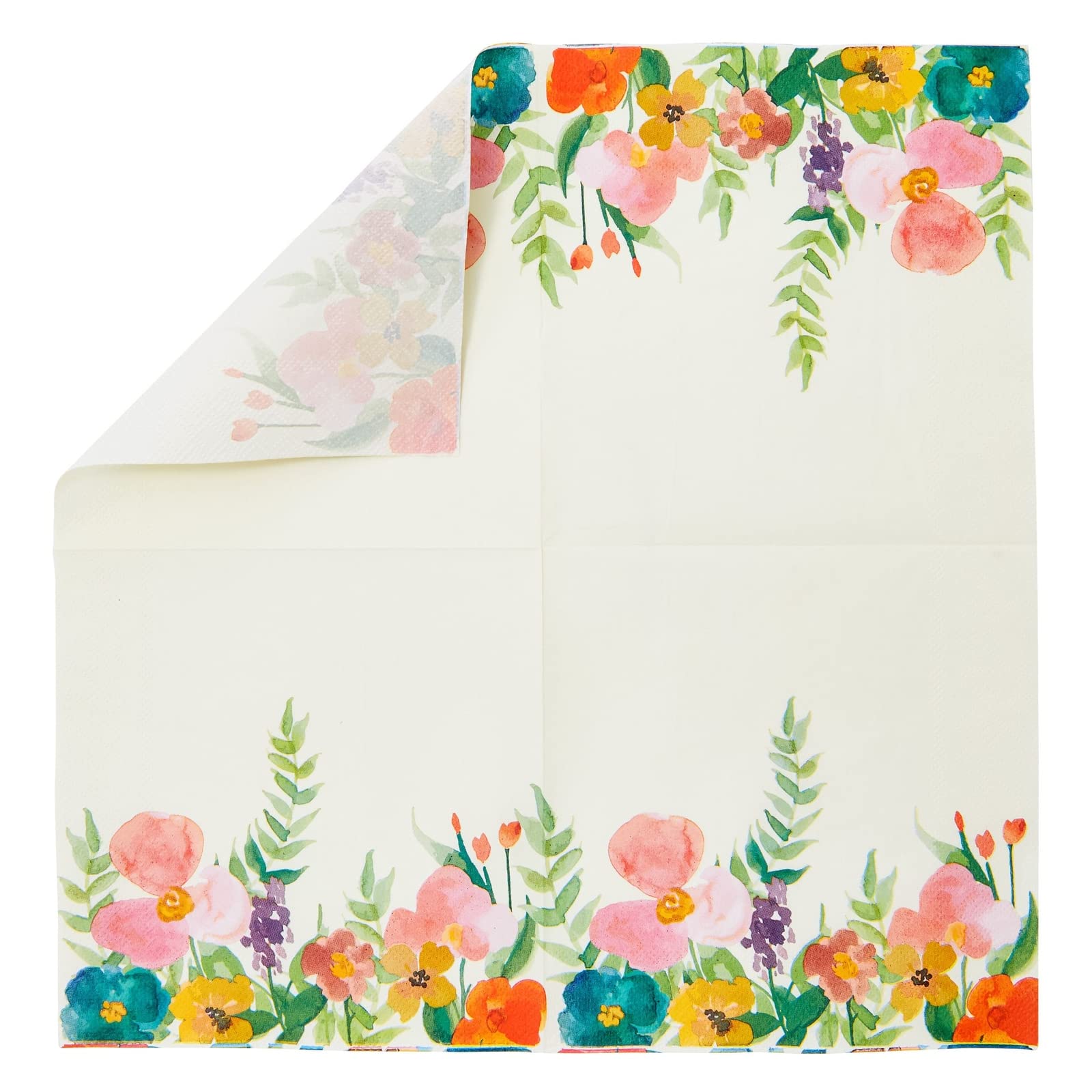 Juvale 100 Pack Vintage Style Disposable Floral Paper Napkins, 2-Ply, 6.5x6.5β, Napkins for Garden Bridal Shower, Tea Party, & Wedding