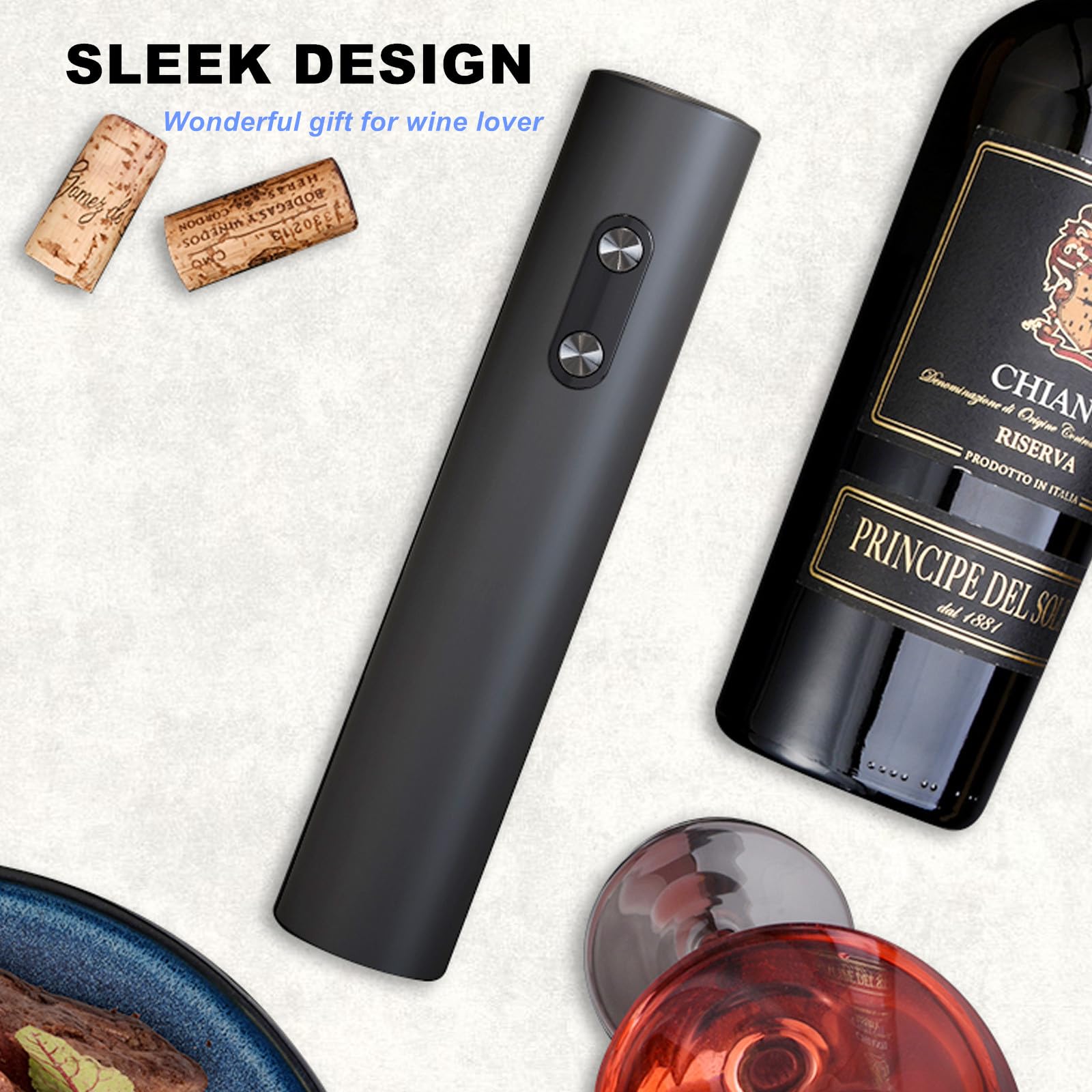 COKUNST Electric Wine Opener, Automatic Corkscrews Wine Bottles Openers, Battery Operated Reusable Wine Remover for Wine Lover Gift Home Kitchen Party
