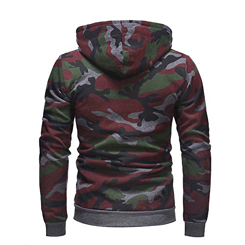 Men's Pullover Winter Workout Thenlian Men's Long Sleeve Camouflage Hoodie Hooded Sweatshirt Top Tee Outwear Blouse(Dark Gray, L )