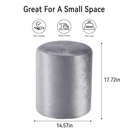 Get Set Style Modern Round Ottoman with Soft Padded Seat, Multifunctional Vanity Chairs for Makeup, Upholstered Footrest Stool Ottoman Foot Stool for Living Room, Bedroom