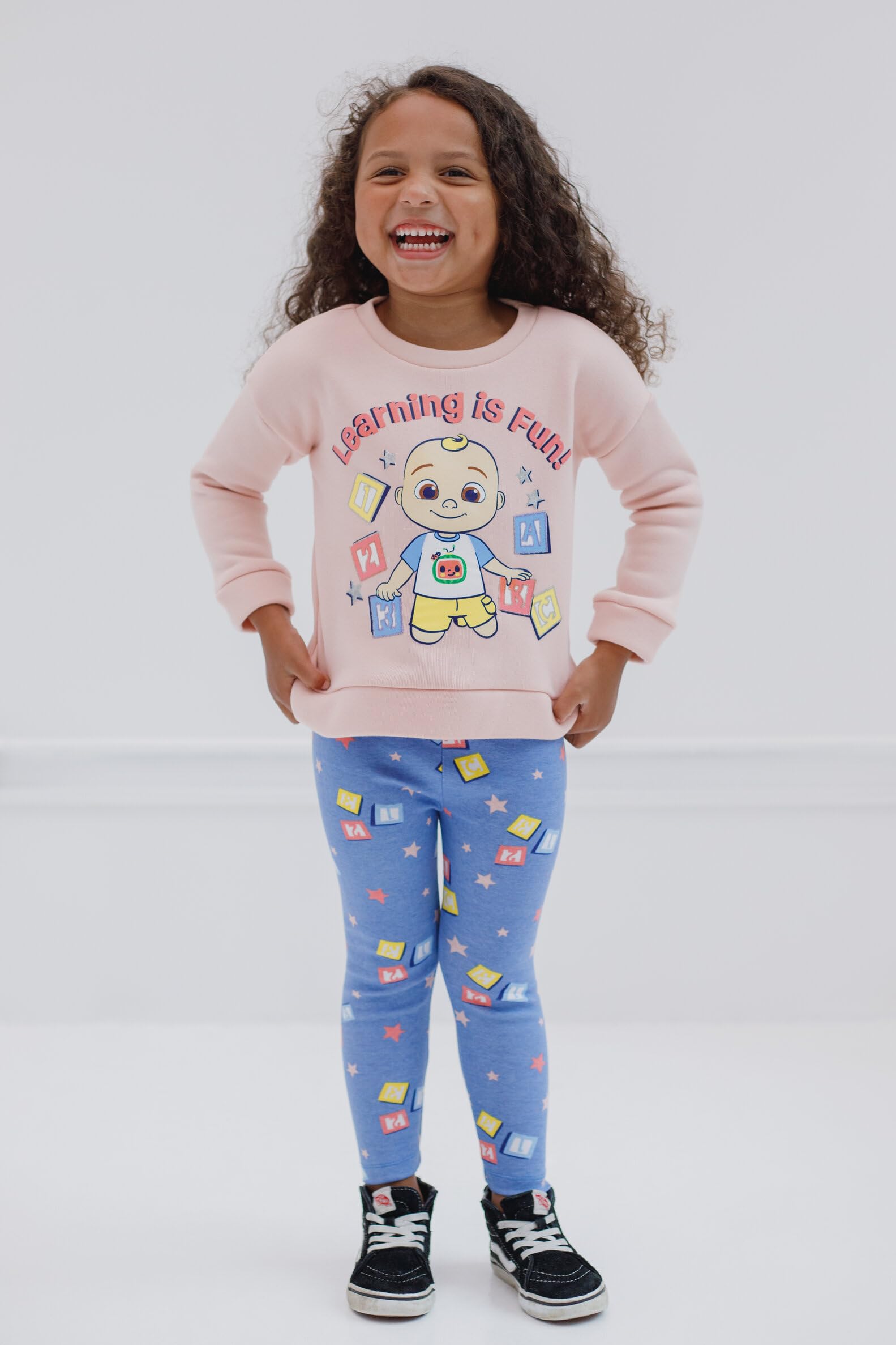 CoComelon JJ Infant Baby Girls Pullover Fleece Sweatshirt and Pants Set Blue/Pink 24 Months