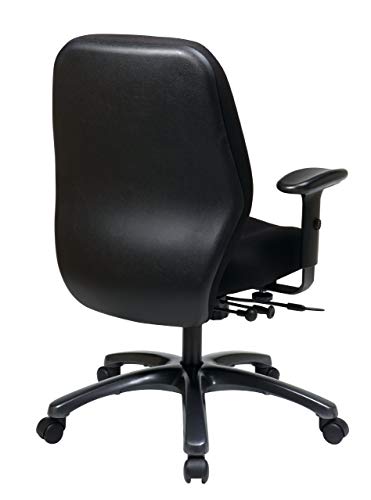 Office Star 24/7 Elite Intensive Use Ergonomic Office Chair with 2-to-1 Synchrony Tilt with Seat Slider, Adjustable Arms and Titanium Finish Aluminum Base, Icon Black