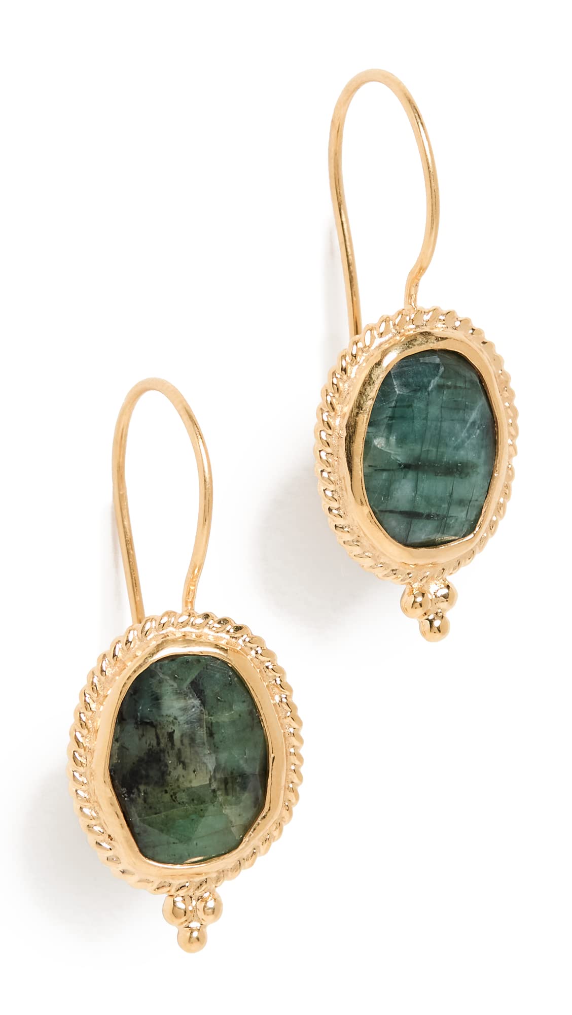 Chan Luu Women's Bezel-Wrapped Emerald Earrings, Emerald, Green, One Size