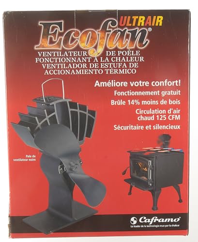 Ecofan® UltrAir, Classic Styled, Heat Powered Wood Stove Fan, 125 CFM, 810CAXBX, Mid-Sized, 7.9" Blade, Black