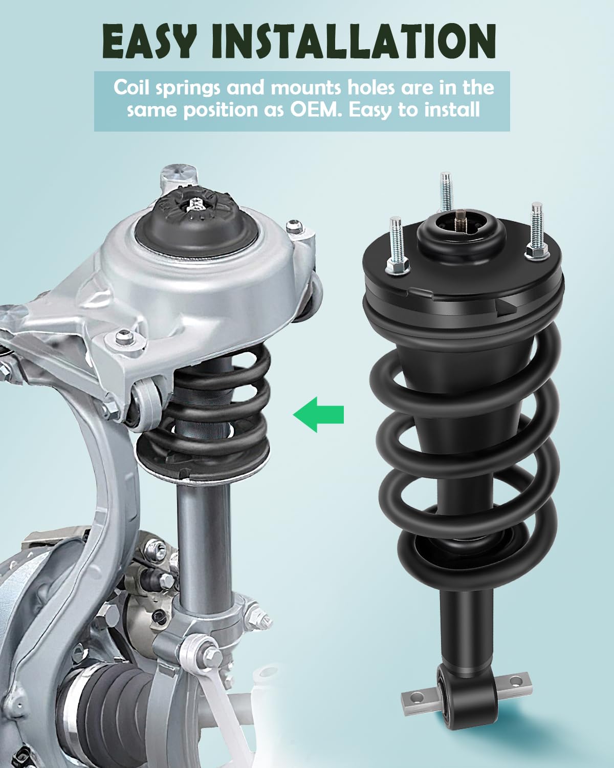 SCITOO Front Strut Coil Assembly Replacement 139105 Fit for Chevrolet, ESV/EXT, for Chevrolet, Avalanche, Tahoe Silverado, Suburban 1500 for GMC Sierra 1500, Yukon
