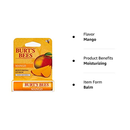 Burt's Bees Moisturizing Lip Balm, Mango 0.15 oz (Pack of 12)