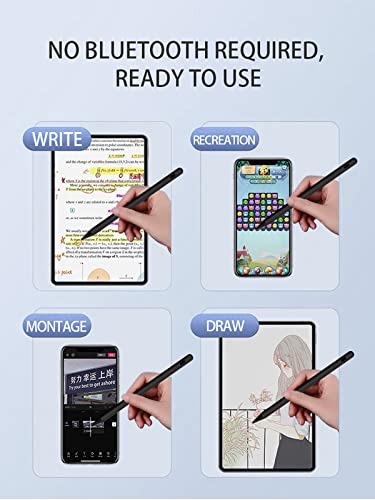 GOUHGKH Stylus Pen Touch Screen Pencil, Active Stylus Pens Compatible with iPad,iPad Pro,iPad Air,iPad Mini, Samsung, Smart Phone and Tablet for Writing/Drawing (Black)