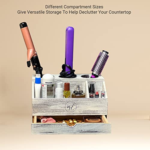 ML hair appliance organizer wall mount hair tool organizer, hair dryer holder countertop, curling iron holder wall mount, hair dryer and straightener holder, wall mount hair dryer, straightener holder