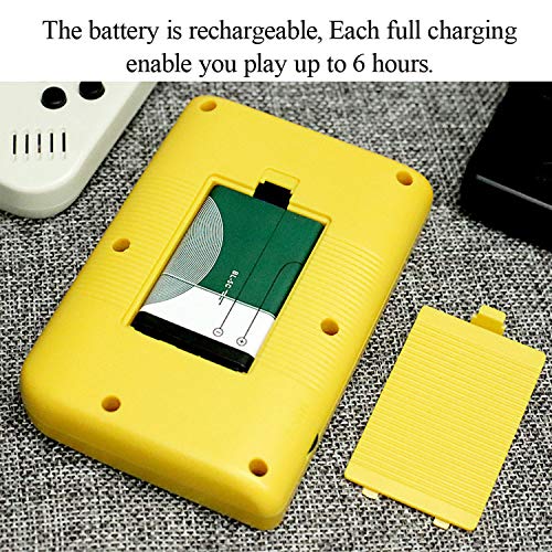 Handheld Games Console for Kids Adults - Retro Video Games Consoles 3 inch Screen 168 Classic Games 8 Bit Game Player with AV Cable Can Play on TV (Yellow)