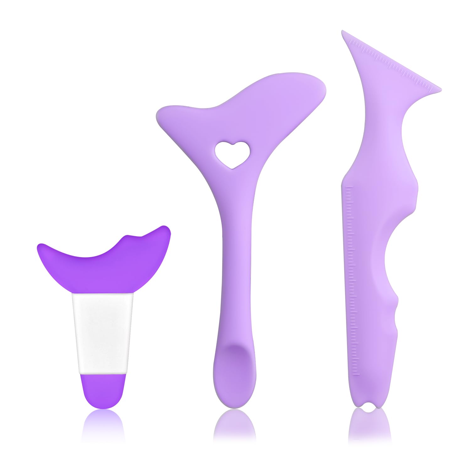BOXOB 3pcs Eye Makeup Tool, Soft Silicone Eyeliner Stencils Multifunctional Mascara Shield Applicator Eye Makeup Stencils Eyeliner Tool for Beginners (Purple)
