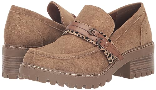 Blowfish Malibu Women's Lahtay Lug Heel Loafer, AlmondOiledVegan/CrmCoffDyec, 7.5M