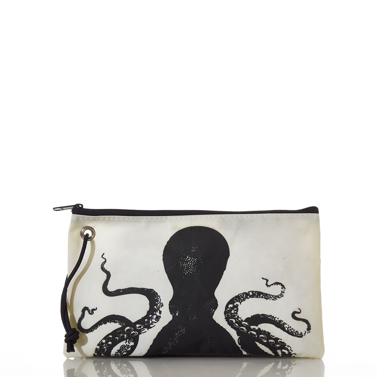 Sea Bags Recycled Sail Cloth Octopus Large Wristlet Zip Top Large Wristlet Purse Cell Phone Wristlet Zippered Wallet with Strap
