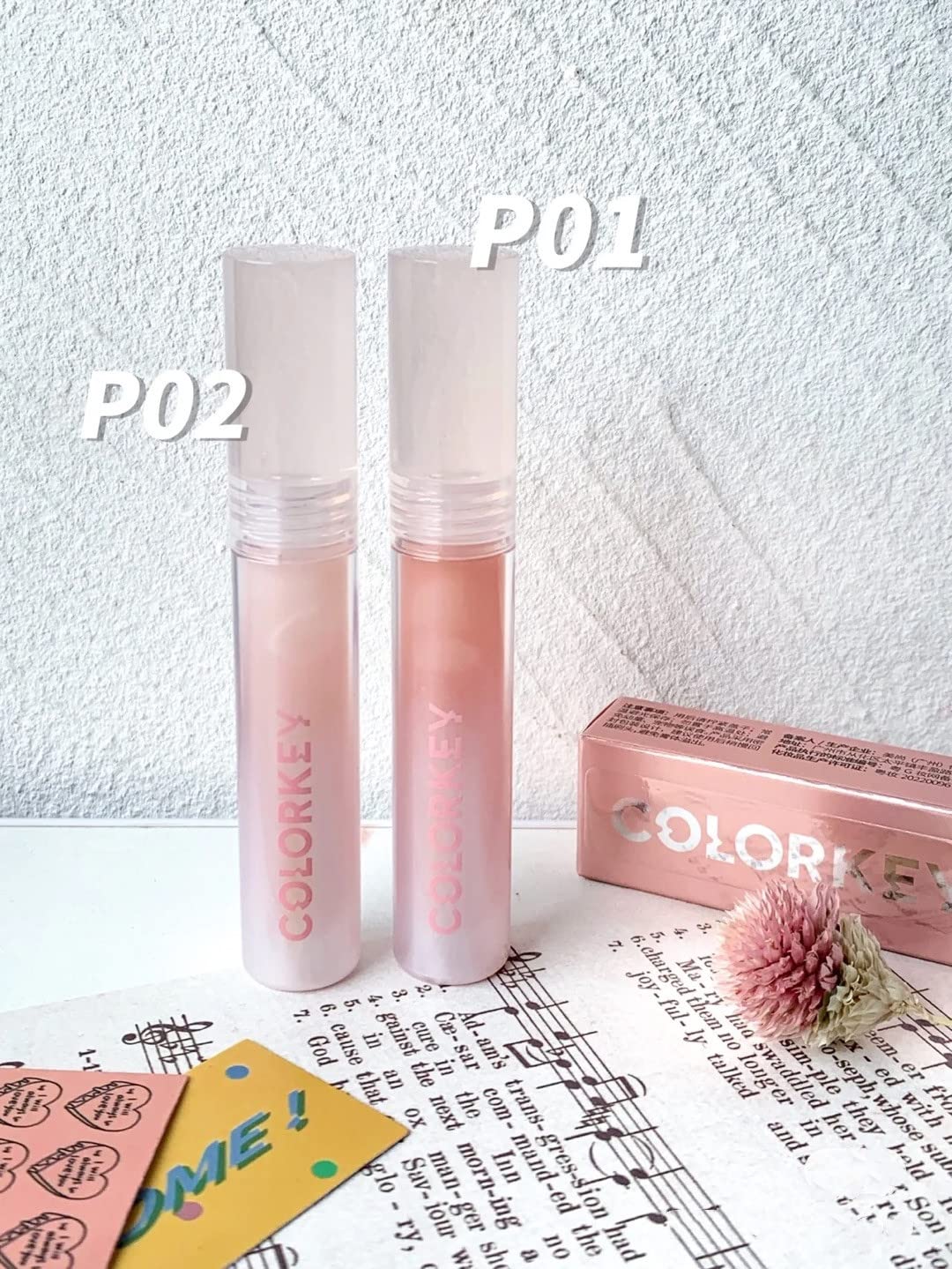 COLORKEY Crystalline Aqua Lip Oil (P02 Mildly Moisturizing) | Lip Care, Clear Gloss, Sheer Glossy Tint Moisturizing, Revitalizing, and Tinting for Dry Lips with Multiple Plant Extracts