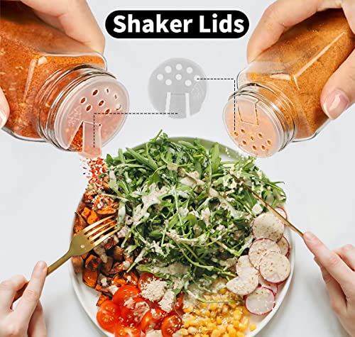 GPOVVIMX 24 Pcs Glass Spice Jars with 408 Labels, 4oz Empty Seasoning Bottles Square Containers with Black Metal Caps - Shaker Lids, Funnel, Brush and Marker Included
