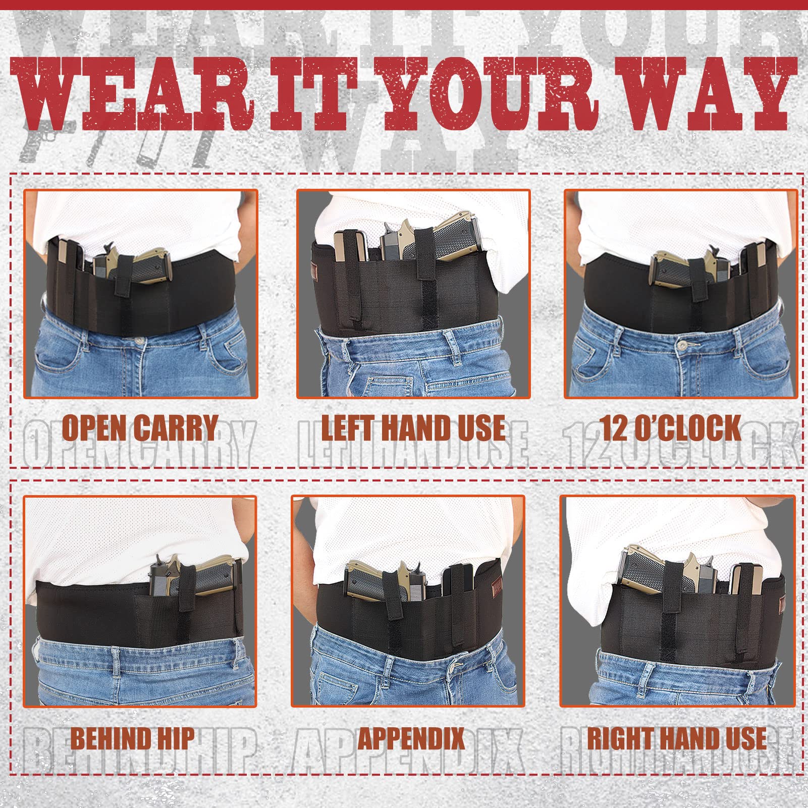 Bundle of Belly Band + Ankle Holster, Concealed Carry with Magazine Pocket/Pouch for Women Men Compatible with Glock, Ruger LCP, M&P Shield, Sig Sauer, Ruger, Kahr, Beretta, 1911, etc