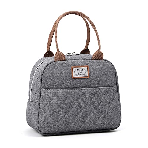 Lekesky Lunch Bag for Women Lunch Box Insulated Cute Lunch Tote Bag Leakproof Lunchbox for Adult Work, Grey