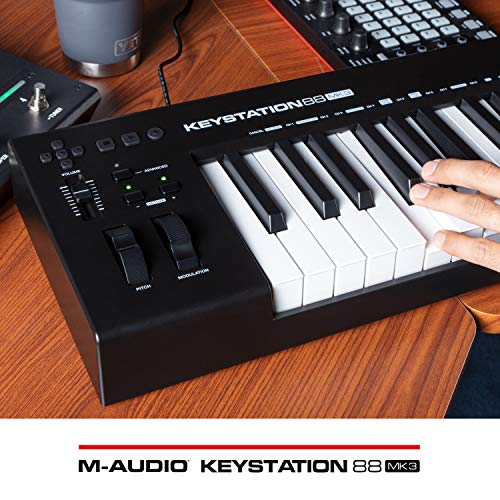 M-Audio Keystation 88 MK3 β 88 Key Semi Weighted MIDI Keyboard Controller for Complete Command of Virtual Synthesizers and DAW parameters