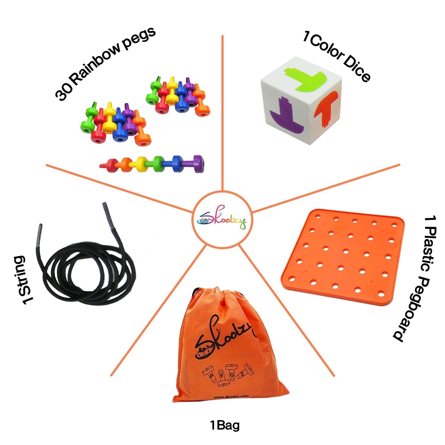 Skoolzy Peg Board Toddler Stacking Toys - Plastic Peg Board Toddler Toys