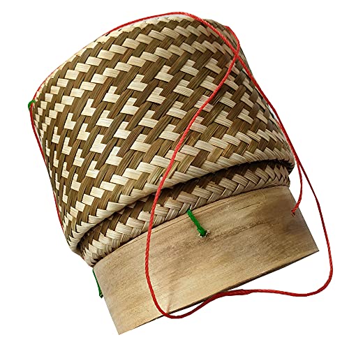 Heavens Tvcz Serving Basket Bamboo Sticky ''KRA-Tip'' Thai Laos Rice Handmade Traditional Weave Wickerwork Vegetable Based Dye Serving Travel Picnic Keeping Rice After Steaming Keep Sticky Rice Warm