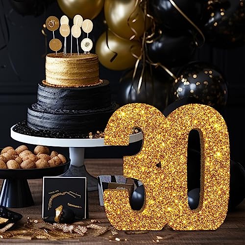 Eploger 30th Birthday Decorations for Men and Women,30th Anniversary Decorations,Glod Glitter 30th Birthday Centerpieces for Table Decorations,Number 30 Table Topper Decor