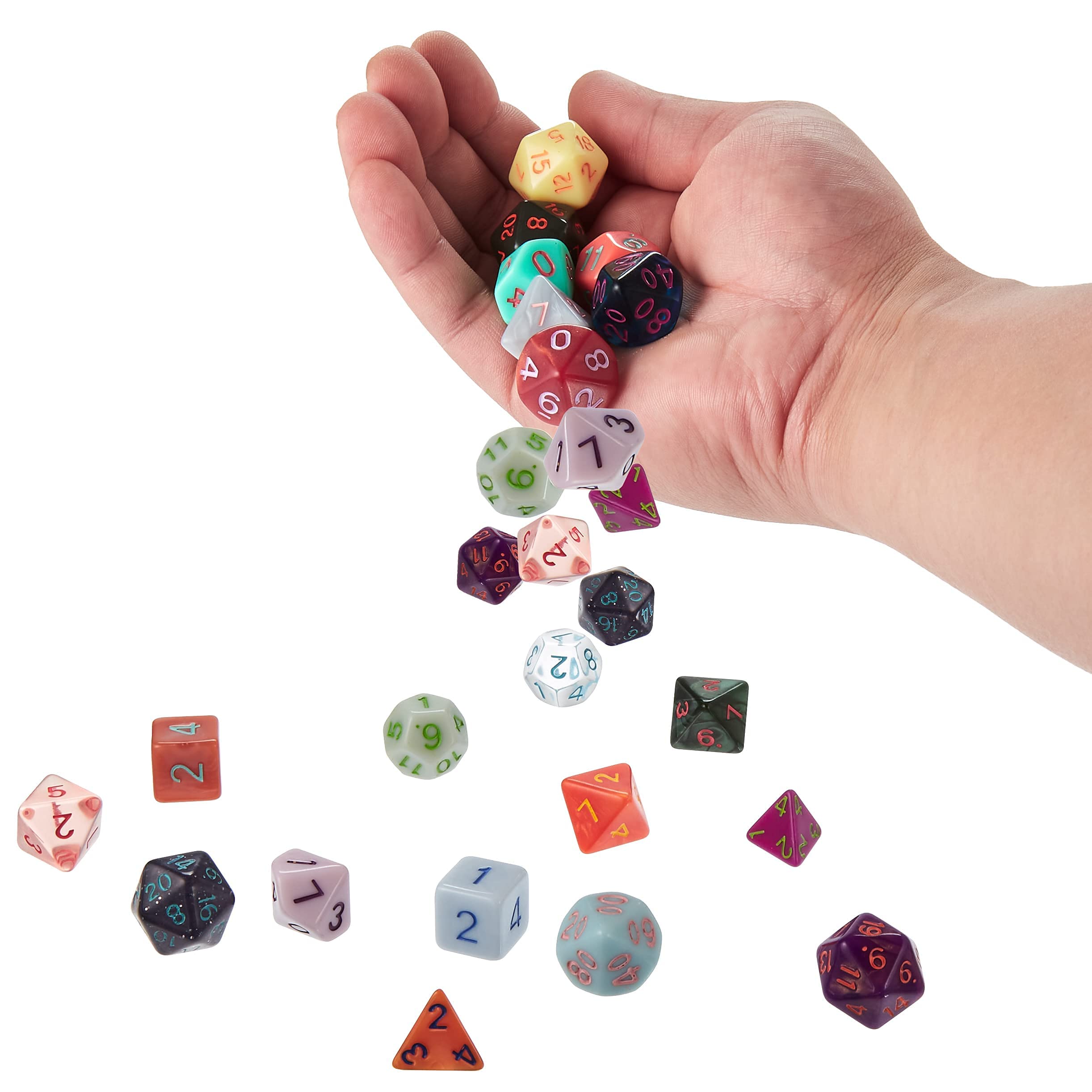 MBGBrybelly Series IV Set of 7 Tabletop RPG Dice - 7 Different Polyhedral Role Playing Dice per Set - TTRPG DND Dice - Midnight Runes