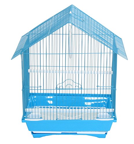 YML A1114MBLU House Top Style Small Parakeet Cage, 11" x 9" x 16"