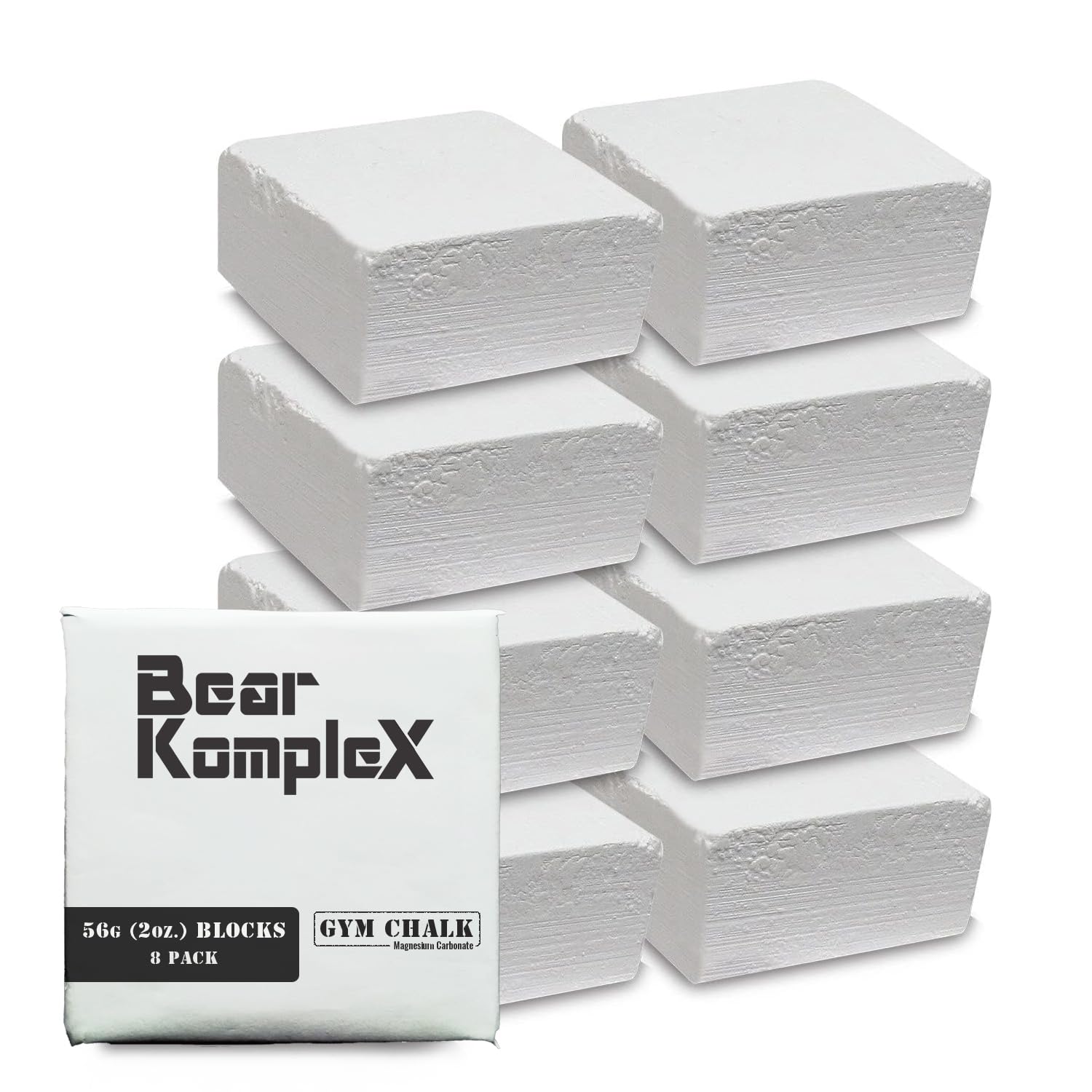 Bear KompleX Superior Gym Chalk Blocks - 8pk of 56 gr Blocks - Keeps Hands Dry - Train Harder for Longer - Prevent Blisters & Slippage - Chalk for Weightlifting, X Training, Rock Climbing, Gymnastics