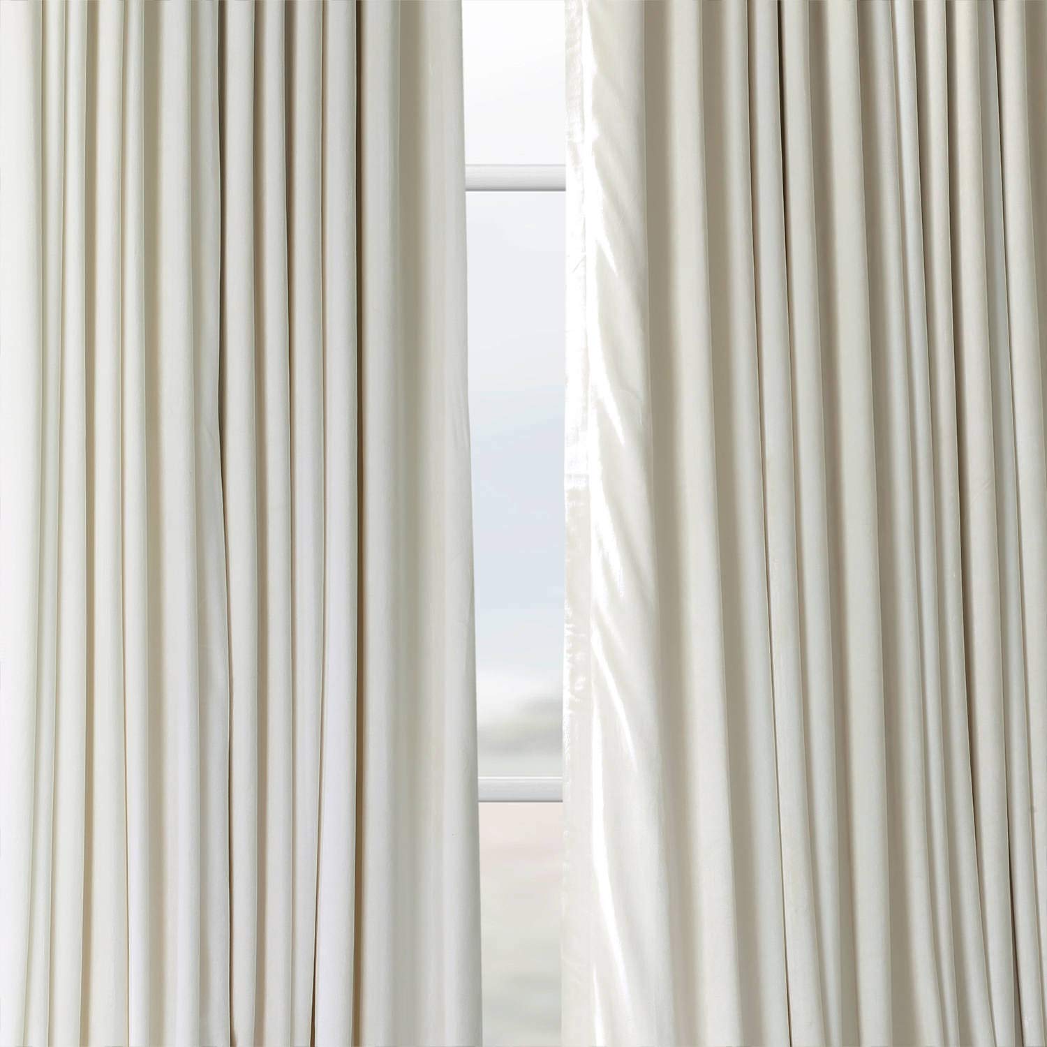 HPD Half Price Drapes Extra Wide Grommet Blackout Velvet Curtains 96 Inches Long Heat & Full Light Blocking Blackout Curtains for Bedroom & Living Room (1 Panel), 100W x 96L, Off White