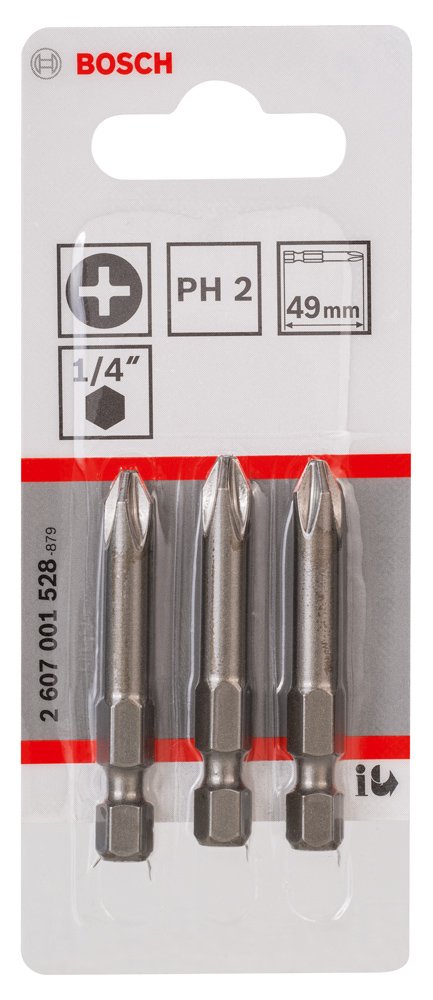 Bosch 2607001528 Screwdriver Bit Ph 2 XH 49mm 3 Pcs