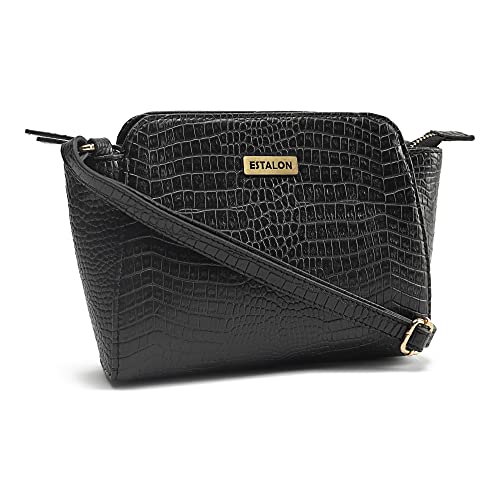 Crossbody Bags for Women-Small Vintage Leather Multi Pocket Shoulder Sling Womens Purses and Handbags (Black-3)