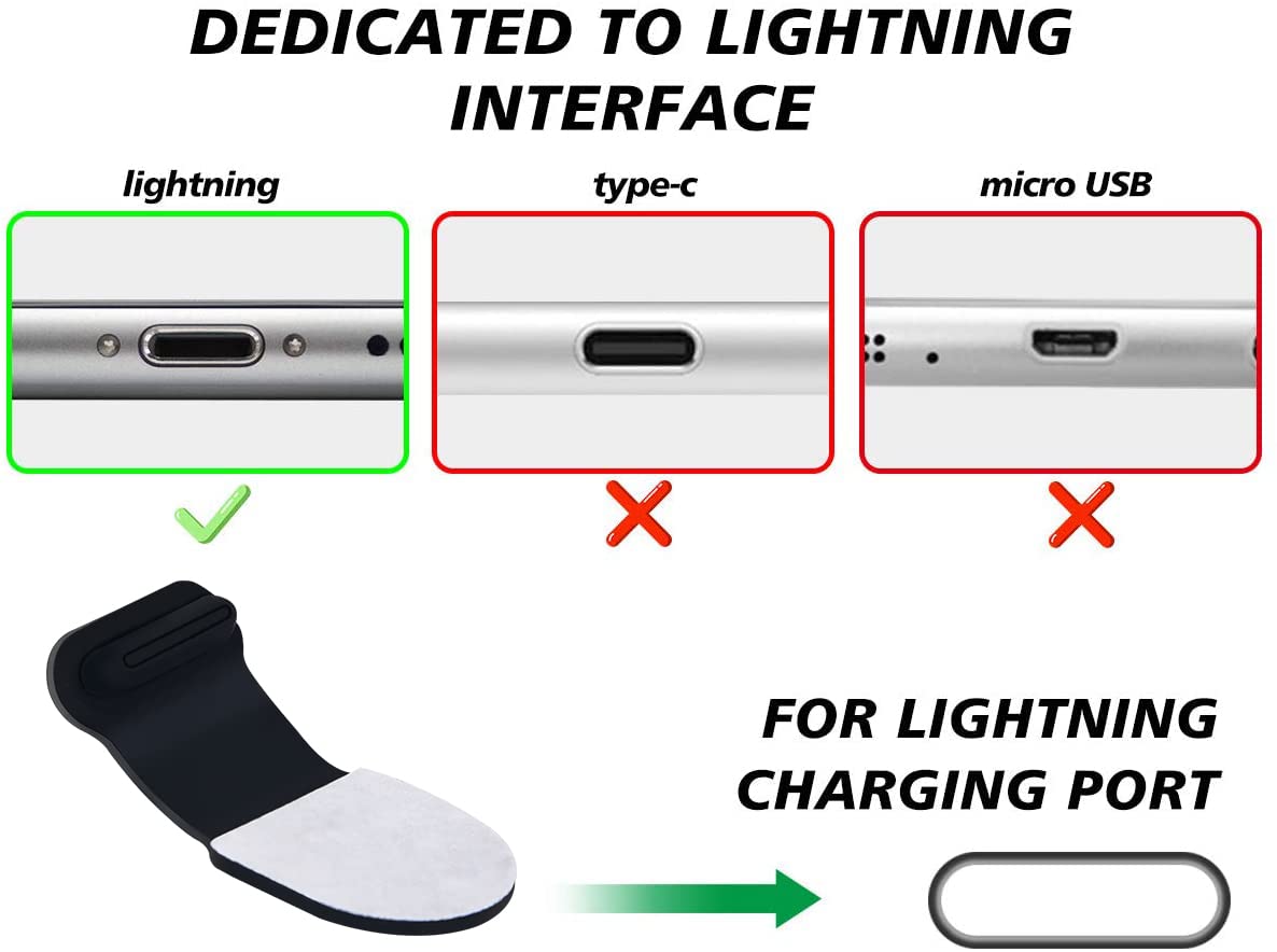 CaseBuy Anti-Lost Dust Plug Compatible with Apple iPhone 14, 14 Pro Max, 13, 13 Pro Max, 12, 12 Mini, 11, X, XS, XR, 8, 7, iPhone Charging Port Dust Accessories | Silicone iPhone Dust Plugs