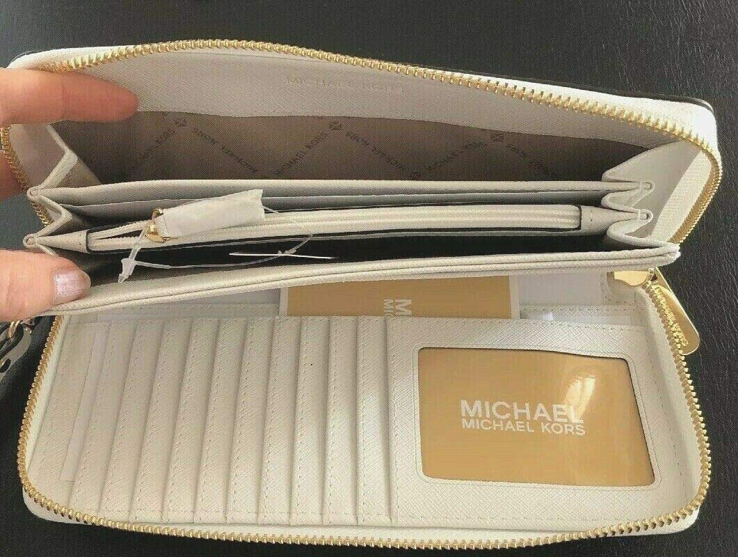 Michael Kors Jet Set Travel Large Travel Leather Continental Wallet (Light Cream)