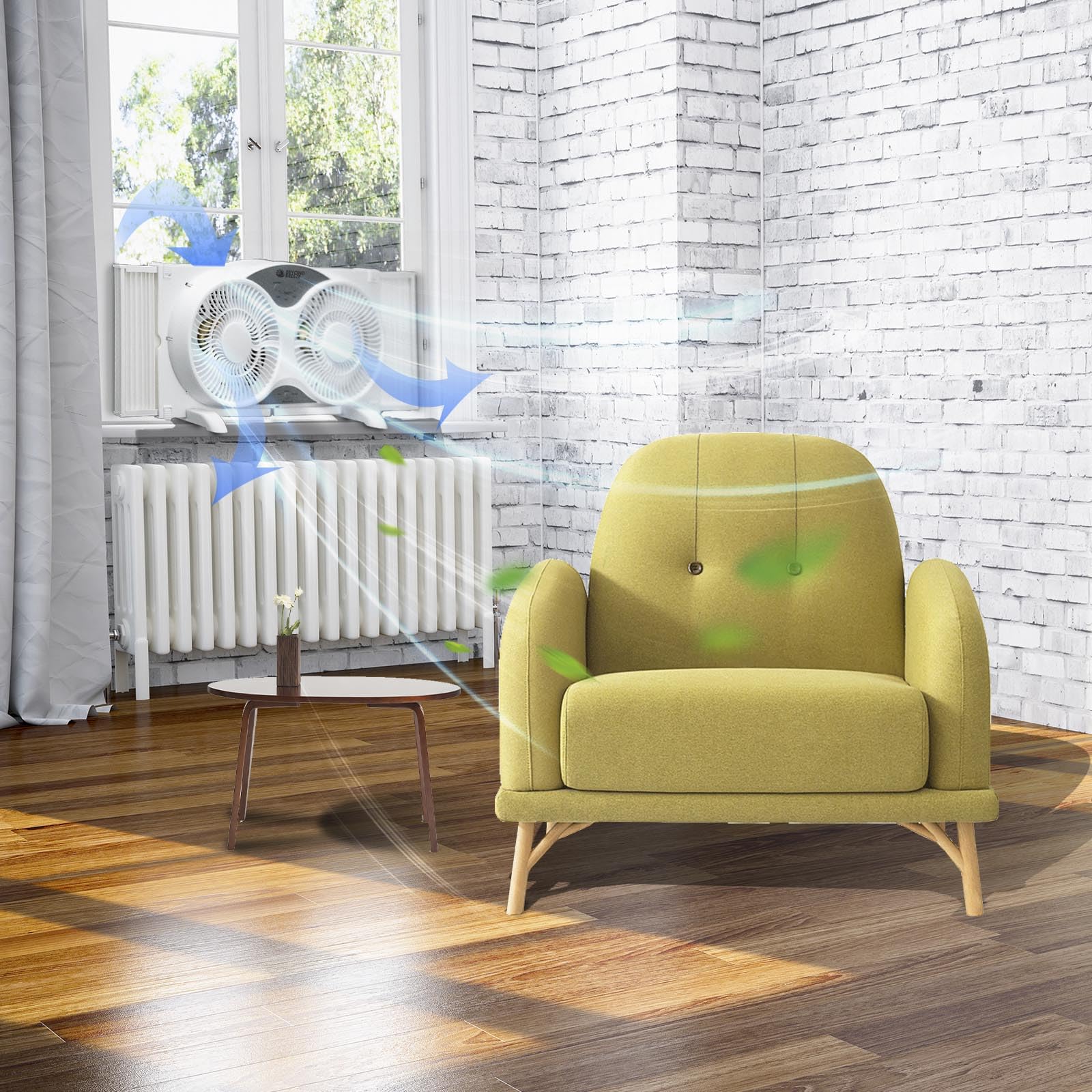 BEYOND BREEZE 9" Twin Window Fan 2-Speed Reversible Airflow Blades, Expandable, Manual Controls (Min. 22.4" Max. 34.3")