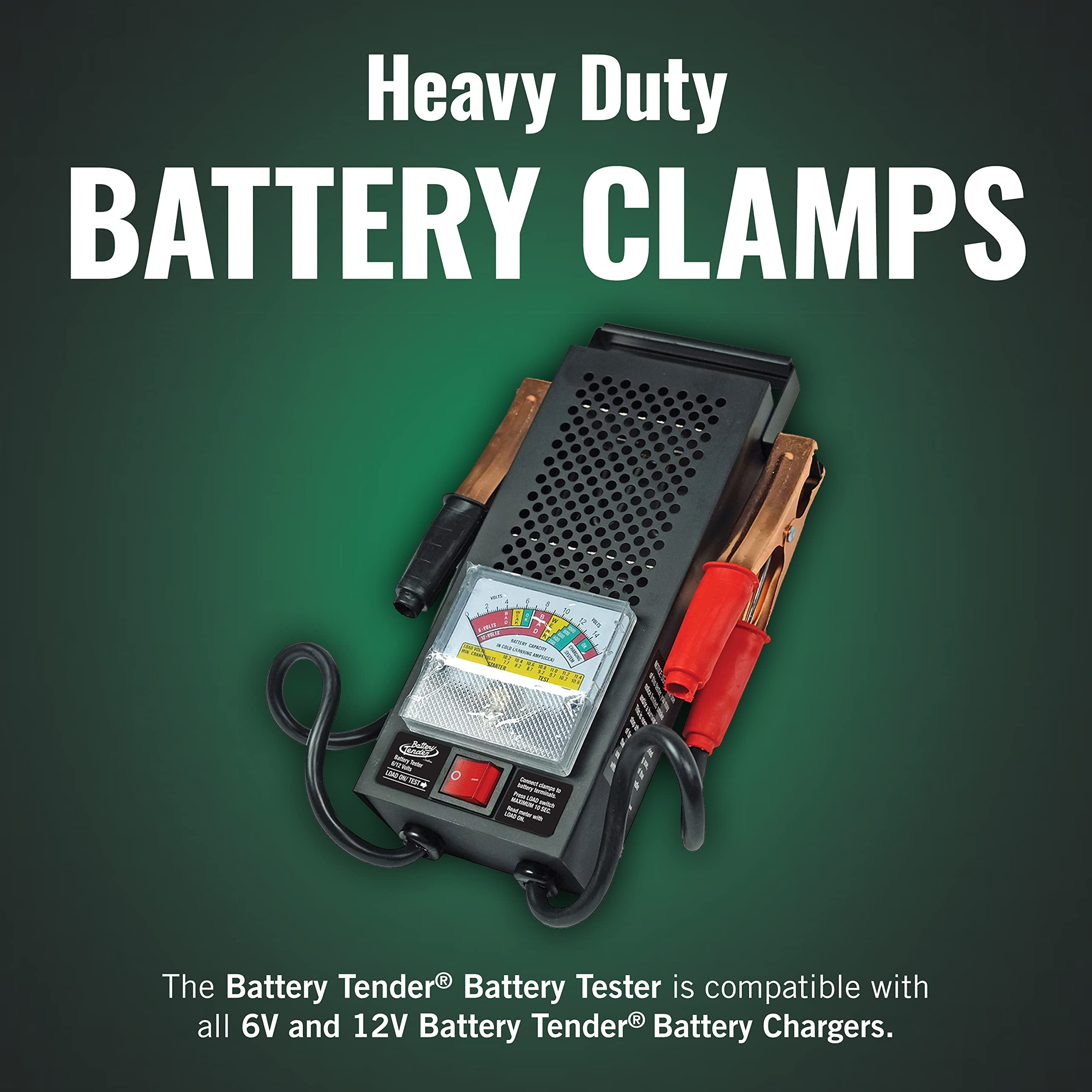 Battery Tender Battery Load Tester 12 Volt at 100 Amps / 6 Volt at 50 Amps Battery Tester - Includes Alligator Clamps - 12V or 6V Battery Health Checker, Check Starter Motor Draw - 026-0020