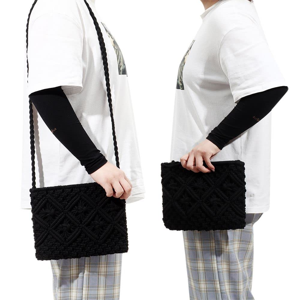 Cofordos Retro Bohemian Tassel Straw Purse Straw Beach Bag Crochet Purses Crossbody Handbag Woven Bag(white)
