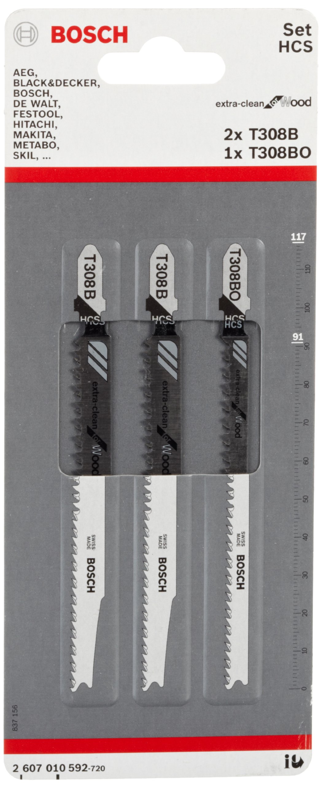 Bosch 2607010592 Jigsaw Blade T308B/BO 3 Pcs