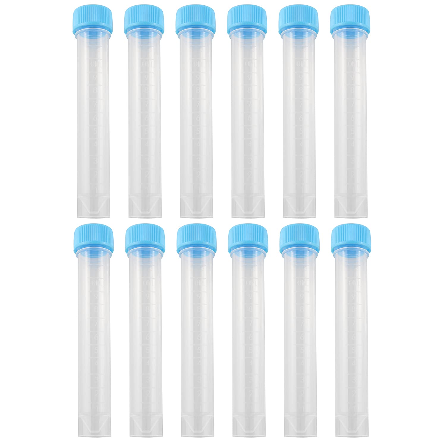 JCBIZ Cryogenic Vial 12PCS 10ml Lab Plastic Frozen Test Tubes Self Standing Vial with Seal Screw Caps Clear Cryovial