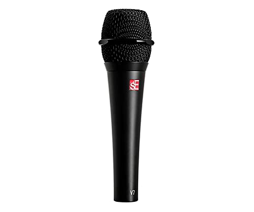 Briskdrop sE Electronics V7 Black Dynamic Supercardioid Handheld Microphone, Black - Bundle with 2 XLR Cables and 10 Cable Ties